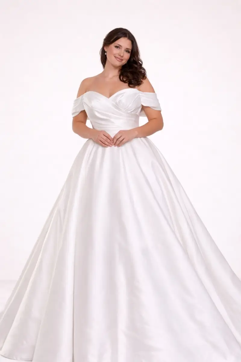 Sariah by Romantica of Devon – Off-the-Shoulder Satin - Wedding Dress ...